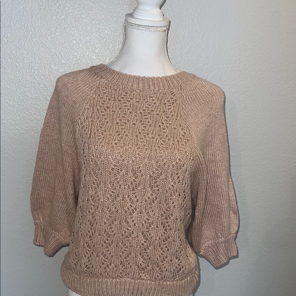 Leia n Co | Sweaters | Tan Crew Neck Sweater With Textured Knit And ...